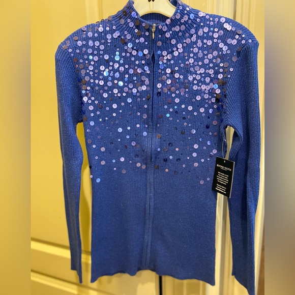 Boston Proper | Sweaters | Sparkling Blue Zip Up Sweater From Boston ...